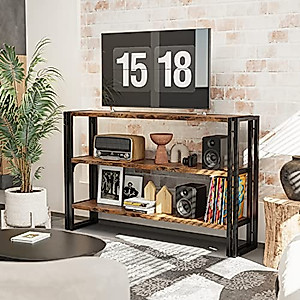IRONCK Bookshelf Industrial 3 Shelf Bookcase,50.8 inch Wood Storage Shelf with Metal Frame for Living Room, Vintage Brown
