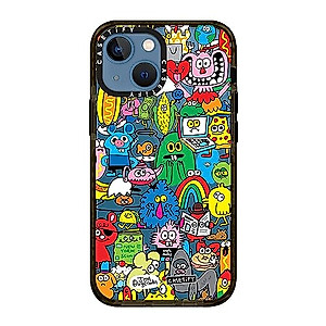 CASETiFY Impact iPhone 13 Mini Case [6.6ft Drop Protection] - Fun Friends by Jon Burgerman - Clear Black