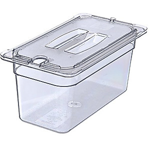 Carlisle FoodService Products 10271U07 StorPlus Third Size Polycarbonate Universal Handled Notched Food Pan Lid, Clear