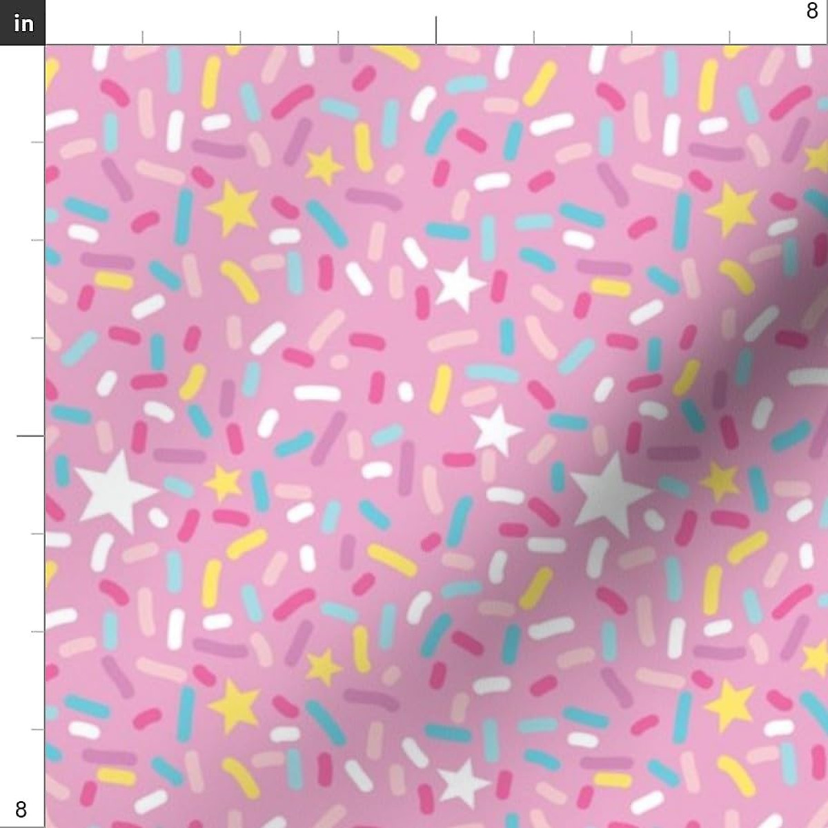 Spoonflower Fabric - Sprinkles Ice Cream Stars Pink White Pastel Party Desert Donut Printed on Cotton Poplin Fabric by The Yard - Sewing Shirting Quilting Dresses Apparel Crafts