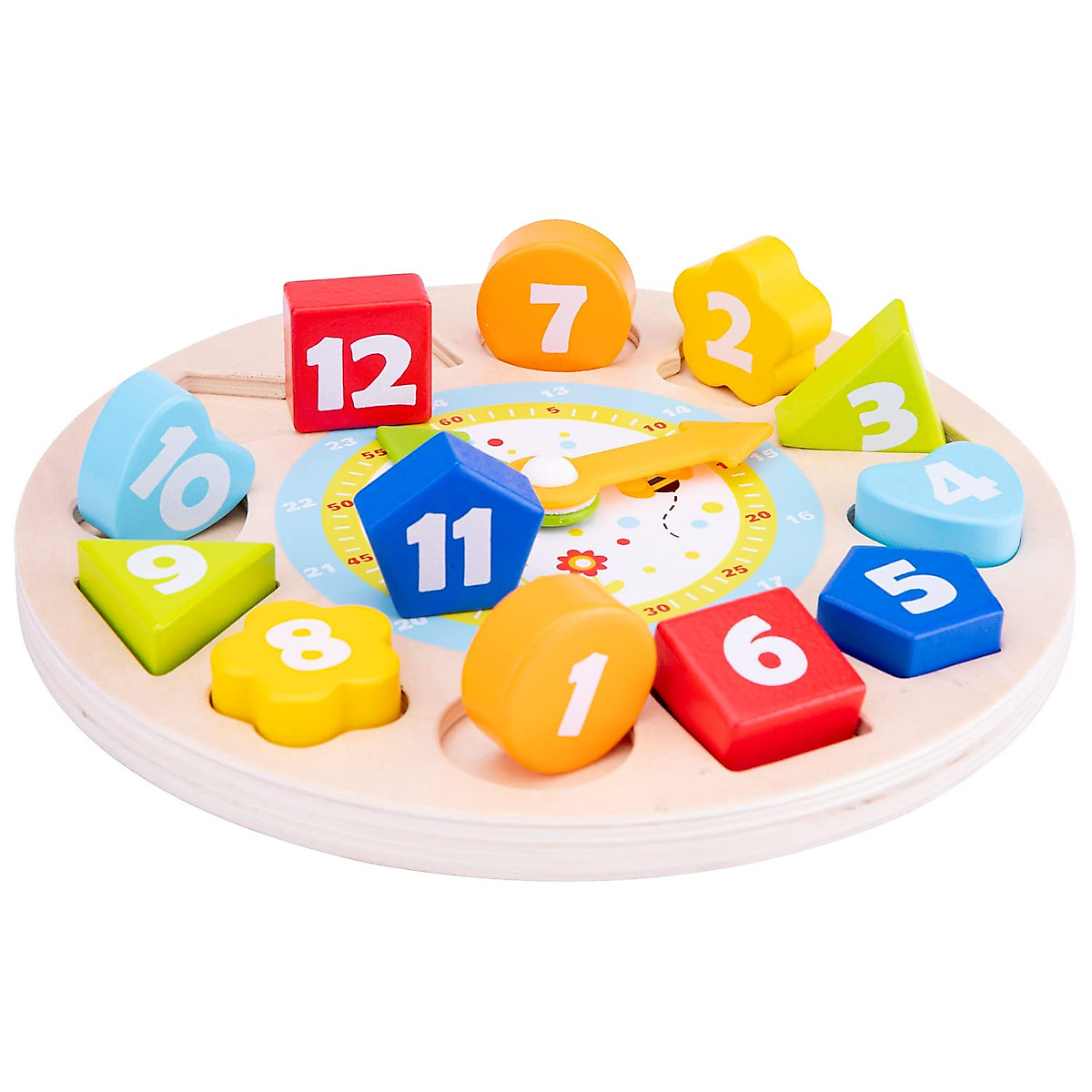 New Classic Toys Wooden Multi Clock Puzzle for Toddlers 2 Years and Up Educational Toys and Color Perception Toy for Preschool Age Toddlers Boys Girls