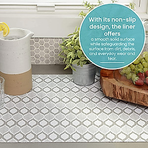 Con-Tact Brand Grip Prints Durable Adhesive Non-Slip Shelf and Drawer Liner, 18" x 4', Savoy Stone