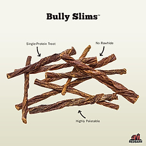 Redbarn All-Natural Bully Slims Beef Esophagus Chew Treats - Premium Grain-Free High Protein Low Fat Rawhide Alternative with No Artifical Ingredients - 4.7 oz Bag