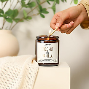 AOOVOO Vanilla Coconut Candle - Vanilla Candle, Scented Candles, Soy Candles, Aromatherapy Candle, Soy Wax Candle, Candle for Home Scented, 9oz