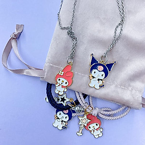 Cute Couples Keychains Necklace Set with Bag for Couples Friendship Bff Best Friend Set