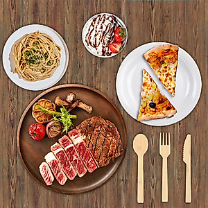 Raslate 3 Bamboo Silverware Utensil Organizers Flatware Holders with Biodegradable Wooden Cutlery Set Disposable 25 Forks 25 Spoons 25 Knives for Eating Eco Friendly Serving Natural Cutlery