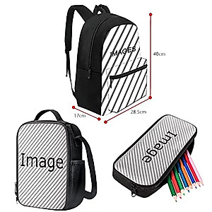 AmzPrint 15 Inch Lightweight Green Reptile Chameleon Backpack 3pc Kids Backpack And Lunch Box Set Girls Animal Print