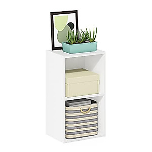 Furinno Luder Bookcase / Book / Storage, 2-Tier Cube, White