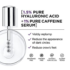 L'Oreal Paris Revitalift Hyaluronic Acid + Caffeine Hydrating Eye Serum, Fragrance Free .67 fl. oz + Moisturizer Sample