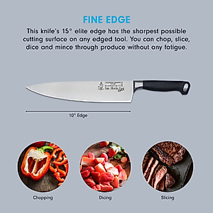 Messermeister San Moritz Elite 8” Stealth Chef’s Knife - Fine German Steel Alloy Blade - Rust Resistant & Easy to Maintain