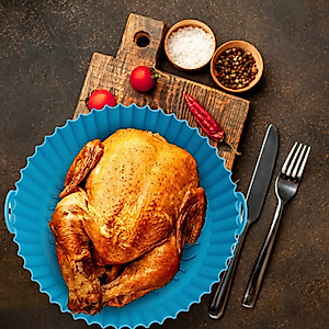 4 Pcs Air Fryer Silicone Liners Pot, Air fryers Silicone Liner Heat Resistant,Silicone Liners Pot Basket for Round Airfryer,Easy Cleaning Air fryer Oven Accessories 2 Size(8.5inch,7.5 inch,)