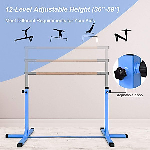 LHONE Exercises Gymnastics Training Bar,Adjustable Horizontal Junior Training Kip Bars,Gymnasts 1-4 Levels Practice Bar for Gymnast Beginner Home (Blue)