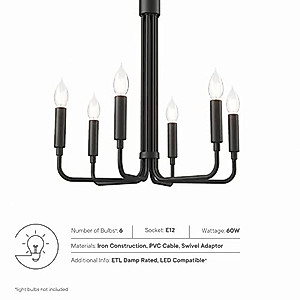 Modway Rekindle 6-Light Chandelier in Black