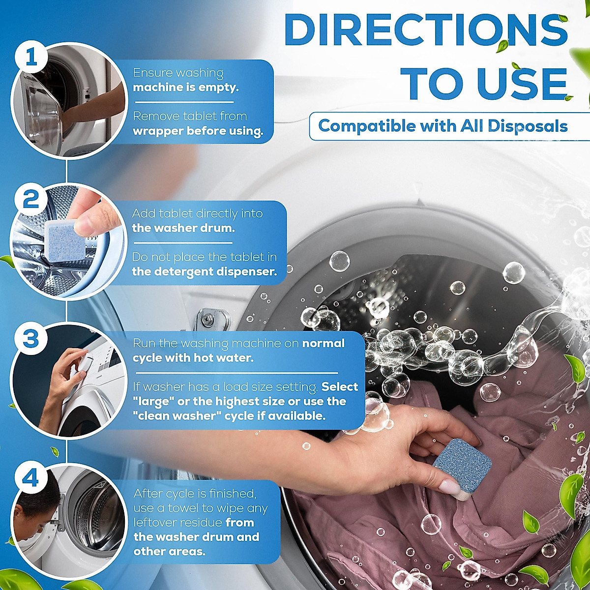 raxtup Washing Machine Cleaner Deep Cleaning Tablets For HE Front Loader & Top Load Washer, Clean Inside Drum And Laundry Tub Seal (30)