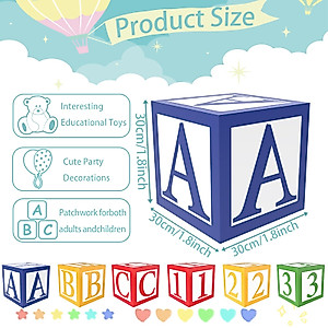 6 Pieces ABC and 123 Balloon Box Back to School Party Decoration 12 X 12 Inch ABC Alphabet Block Boxes Party Favor Balloon Inspire Story Birthday Party Decor for School Celebration Baby Shower