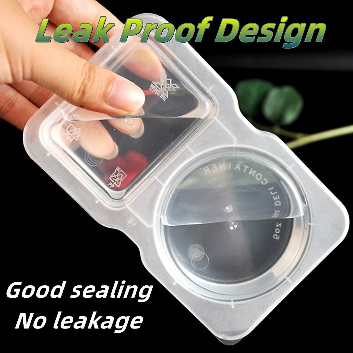 Fayino 20 PCS Double Compartment Condiment Containers with Lids, Portable Reusable Sauce Container 2 Compartment Snack Container for to-go Sauce, Sampling, Travel Snack