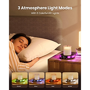 Gaiatop Mug Warmer, 30W Coffee Mug Warmer with Colorful LED Atmosphere Lights, 3 Temp Settings Coffer Warmer for Desk, 2-9Hrs Timer, Candle Warmer Beverage Heating Plate for Coffer, Tea, Milk-Wood