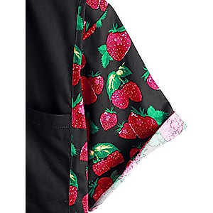 VATPAVE Mens Hawaiian Boling Shirt Casual Button Down Short Sleeve Summer Shirts X-Large Black Strawberry Aloha Shirt