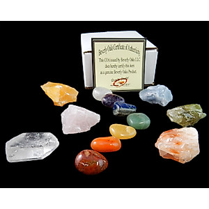 Chakra Mineral Starter Set/Crystal Healing Kit ~ 6 Colorful Mineral Stones Plus 7 Chakra Tumbled Gemstones, Spiritual Metaphysical, Reiki, Chakra, Healing, Bohemian, Natural