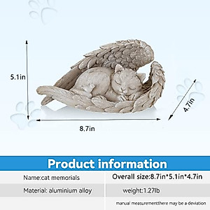 NEWDREAM Cat Angel Memorial Statue Commemorates Our Lost Fur Baby,Cat Figurines is Placed in The Outdoor Garden or Tombstone,cat Statue Resin