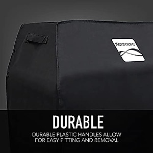 Kenmore KA-A61023BK 33" 2 or 3 Burner BBQ Grill Cover, Heavy Duty Weatherproof Fabric for Outdoor Patio Backyard, Universal Fit for Grills up to 33" Width, Black