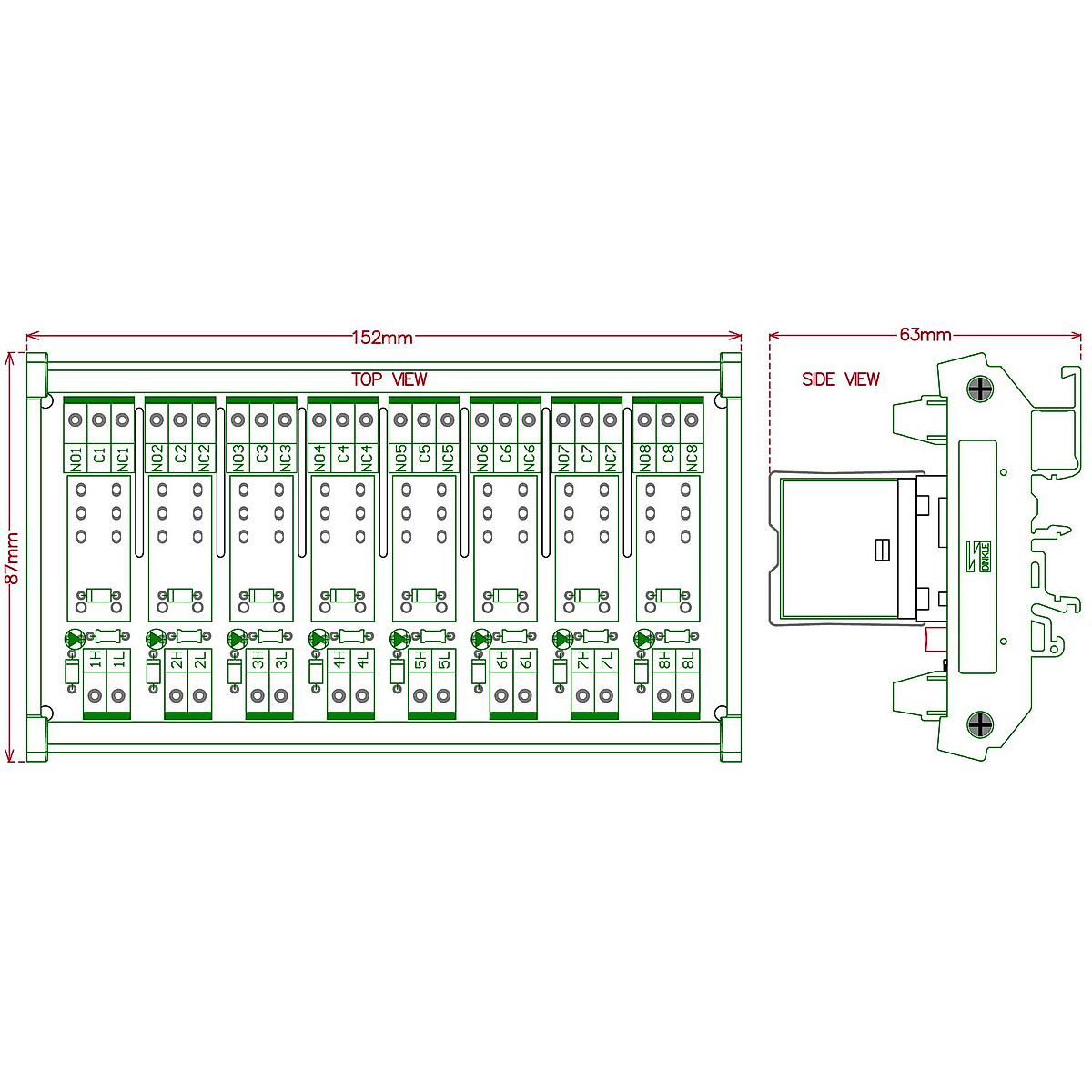 Electronics-Salon DIN Rail Mount AC/DC 24V Control 8 SPDT 16Amp Pluggable Power Relay Module, G2R-1-E