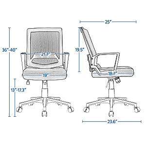 Topeakmart Mordern Comfort Swivel Fabric Home Office Task Chair with Arms and Adjustable Height Suitable for Computer Working and Meeting and Reception Place