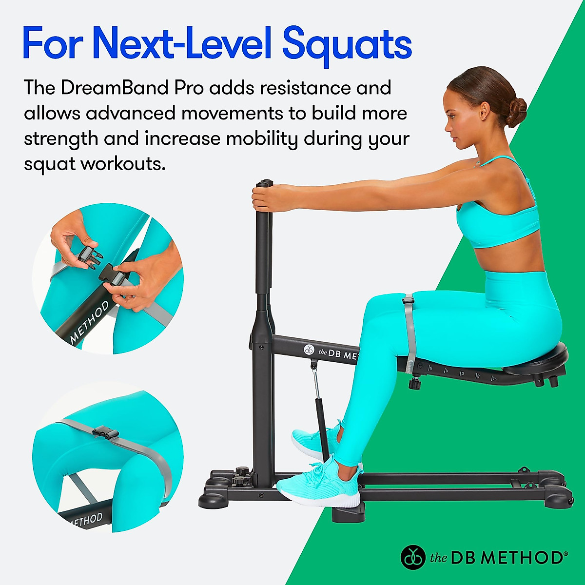 The DB Method DreamBand Pro Squat Resistance Band, Low Impact, Targets Hip Stabilizer Muscles, Workout Exercise Bands for Home Gym Workout Equipment, Proper Squat Form and Glute Activation, 45lb, Gray