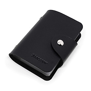 Mocasor Soft Leather Credit Card Holder for Men & Women Bank Card Case with 24 Durable Plastic Insert Slots Slim Pocket Wallet ID Card Organiser Business Card Case Purse (Black)