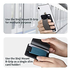 Sinjimoru Detachable Cell Phone Wallet, Wireless Charging Compatible Mobile Phone Grip Stand as iPhone Credit Card Holder for Back of Phone. Sinji Mount B-Grip Clementine
