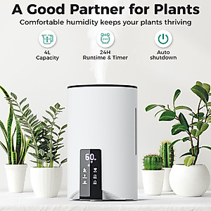 Humidifiers for Bedroom Large Room Home, 4L Cool Mist Humidifier for Smart App & Voice Control, Fill Essential Oil Diffuser for Baby and Plants, Quiet Ultrasonic Humidifier with 360° Nozzles, A-White