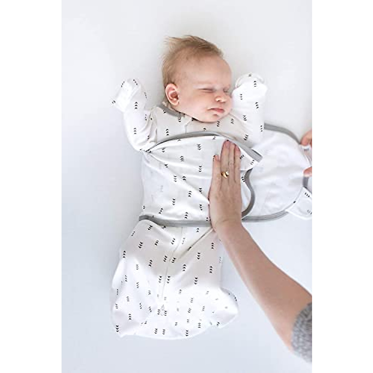 SwaddleDesigns 6-way Omni Swaddle Sack for Newborn with Wrap & Arms Up Sleeves & Mitten Cuffs, Easy Swaddle Transition, Better Sleep for Baby Boys & Girls, Sterling Polka Dot, Small, 0-3 Months
