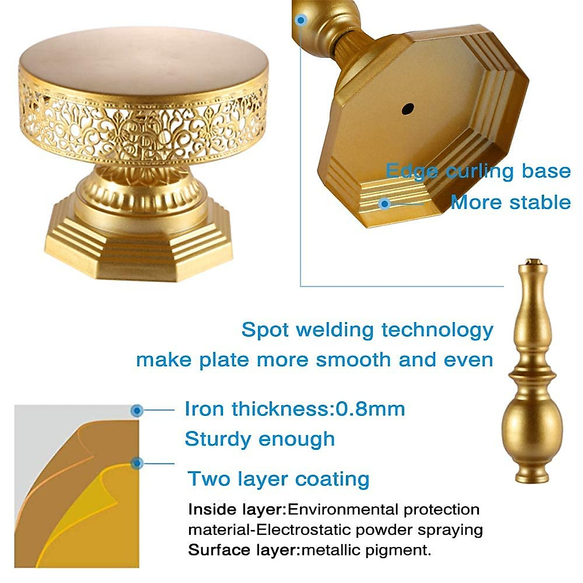 Weharnar Gold Cake Stand Set - 3 Pcs Metal Cake Stands for Dessert Table Round Antique Dessert Display Stands Trays Set for Wedding, Birthday, Bridal & Baby Shower