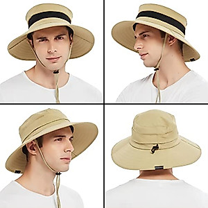 EINSKEY Men's Sun Hat, Rain Waterproof UV Protection Wide Brim Bucket Hat for Beach Travel Golf Safari Garden Fishing Hiking