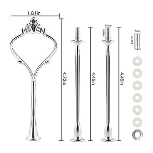 3 Tiered Tray Hardware, 6 Sets Cake Tray Stand Fittings Hardware for Cake Stand Mold, Decoration Accessories for Wedding Banquet Family Banquet,2Golden, 2Silver, 2Black