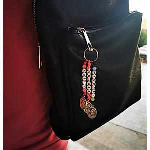 Custom Backpack Name Tags with Catholic Saint Medals - Personalized Bag Nametag