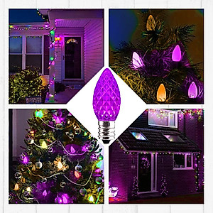 25 Pack Replacement c7 LED Halloween Light Bulbs Shatterproof C7 Led Light Bulbs 1W Mini Bulb Candelabra E12 Base Decor Purple Light Bulbs, String Lights, Window Candle Indoor Outdoor