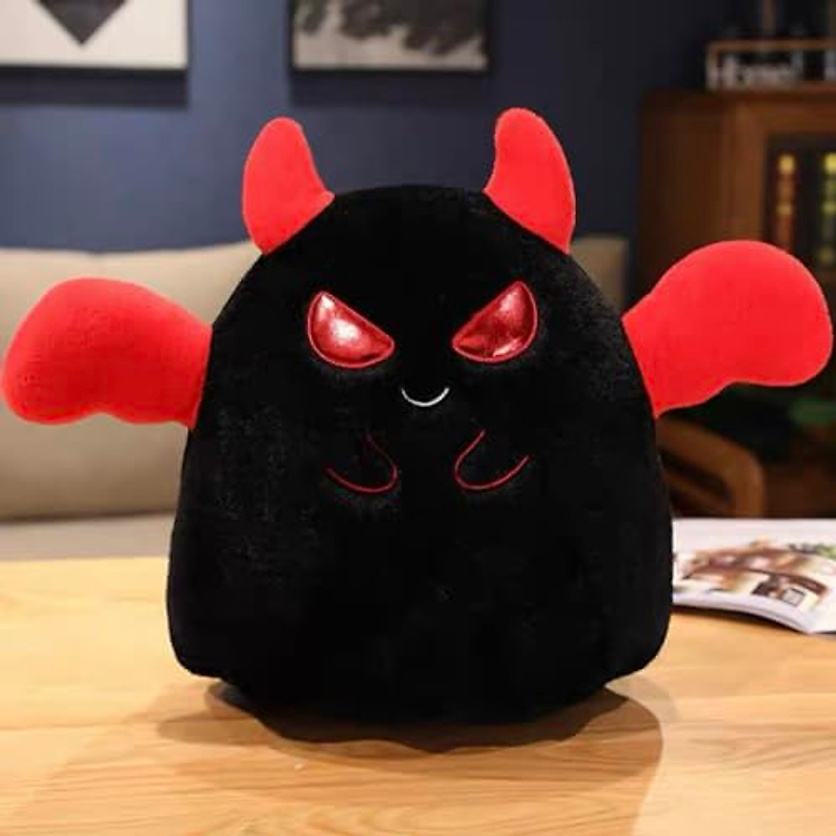 ARELUX Cute Ghost Plush Pillow,Soft Black Devil Pillow Stuffed Animals Plushies Kawaii Doll Toy Funny Room Decor Birthday Friends Family Member 18in
