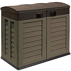 Starplast Heavy Duty Garden Shed: 317 Gallon Outdoor Plastic Willy Bin Cabinet, 2 Doors, Weather & Water Resistant, 57.5 x 46.9 x 34.3 Inches, 41-811