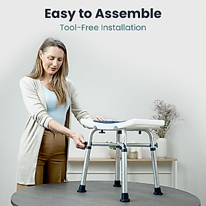 Shower Stool - Shower Chair for Inside Shower (350 lb) - Adjustable Height Shower Stool - Shower Seats for Adults, Bath Stools for Shower, Shower Chair, Shower Stools for Adults Sitting - Dark Blue