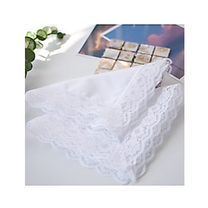 Lace White 100% Cotton Handkerchiefs Hankies for Women Wedding Gift White 3Pieces