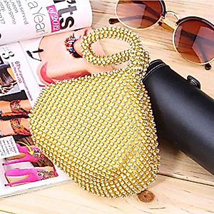 JIAN YA NA Fashion Women Rhinestone Trihedral Clutch Evening Bag Bling Zipper Wedding Purse