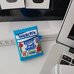 Cute and Interesting,Silicone Airpod Case Covers with Keychain,Compatible with Airpods 1&2 Case,More Attractive airpod case (Fruit Snacks)