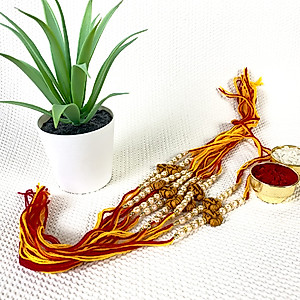 CRAFTONE Set of 12 Ganesha Design Rakhi for Brother, Designer Rakhi Set for Raksha Bandhan, Small Beads and Pearls Rakhi Thread Bhaiya Bhabhi Sister Rakhi Band for Rakshabandhan with Roli Chawal