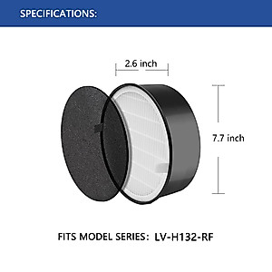 OUNEDA The True HEPA filter,Pre-filter,Activated carbon filter,Air Filter Replacement for LV-H132,Compatible with Levoit Air Purifier LV-H132 Air Purifier Filter 2pcs