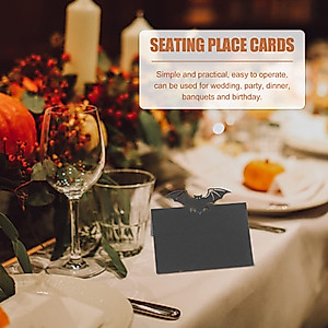 Gadpiparty 50pcs Halloween Bat Places Cards Black Blank Place Cards Table Tent Cards Seating Place Cards for Halloween Party Wedding Anniversary Table Decor