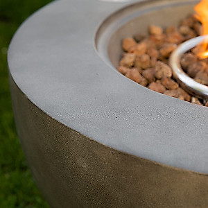 Barton 40,000 BTU Concrete Outdoor Gas Fire Pit Propane Firepit Lava Rocks and PVC Cover, 27.5 Inch Round Fitpit