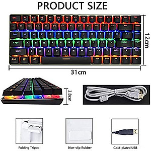 FELICON Mechanical Keyboard, 82 Keys Compact Rainbow Blacklight Wired Gaming Keybaord with Blue Switch, Anti-Ghosting, Small and Portable Composition with Windows PC Laptop Mac Game Office