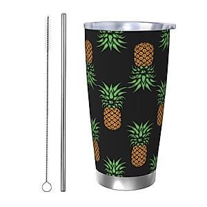CHASOEA Pineapple Tumbler 20oz Fruit Stainless Steel Insulated Tumblers with Lid and Straw Fruits Travel Coffee Mug Wine Tea Cups Water Bottle Hawaiian Gifts for Women