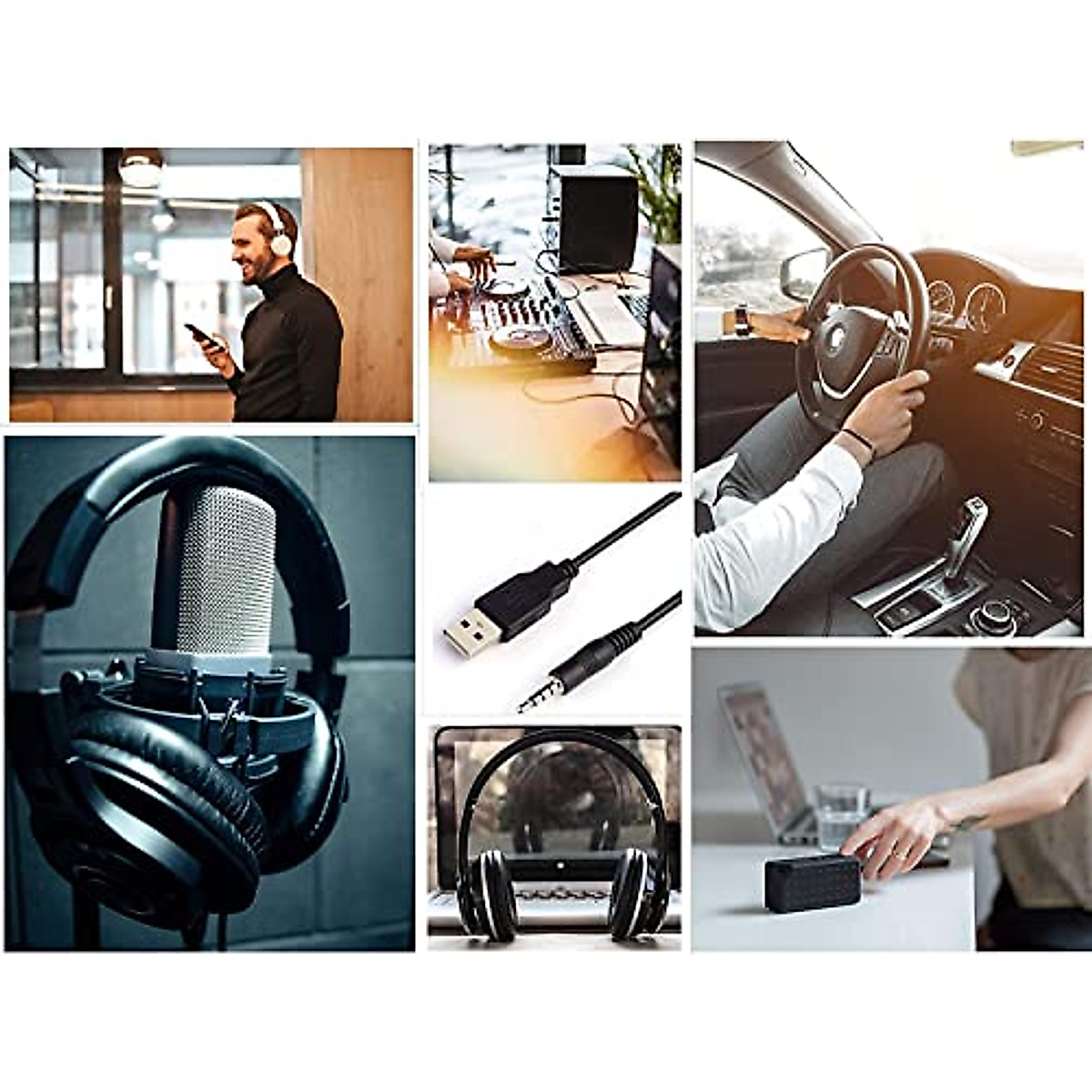 ZIMRIT 3.5mm Male AUX Audio Jack to USB 2.0 Male Charge Cable Adapter Cord 3 Feet (3.5mm Aux 3 feet)